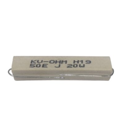 50E 20W 5% Axial Lead Ceramic Encased White Wire Wound Resistors ...