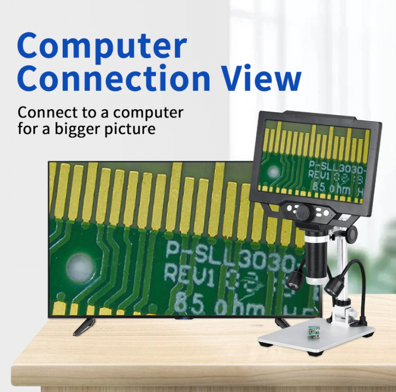 G1600 Electronic Digital Microscope 12MP 9 Inch Large Base LCD Display ...