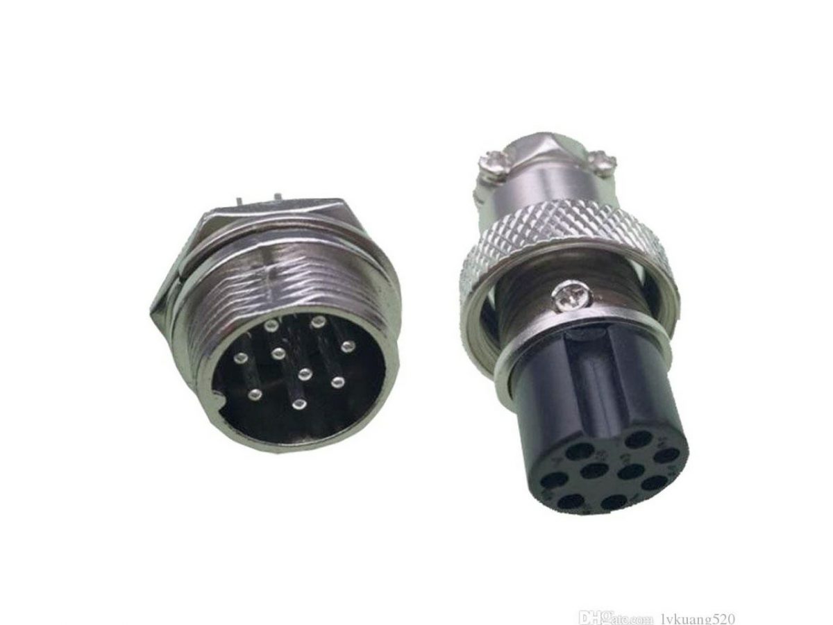 9 PIN 16mm Aviation Male / Female Mini Round Shell Panel Type Connector ...